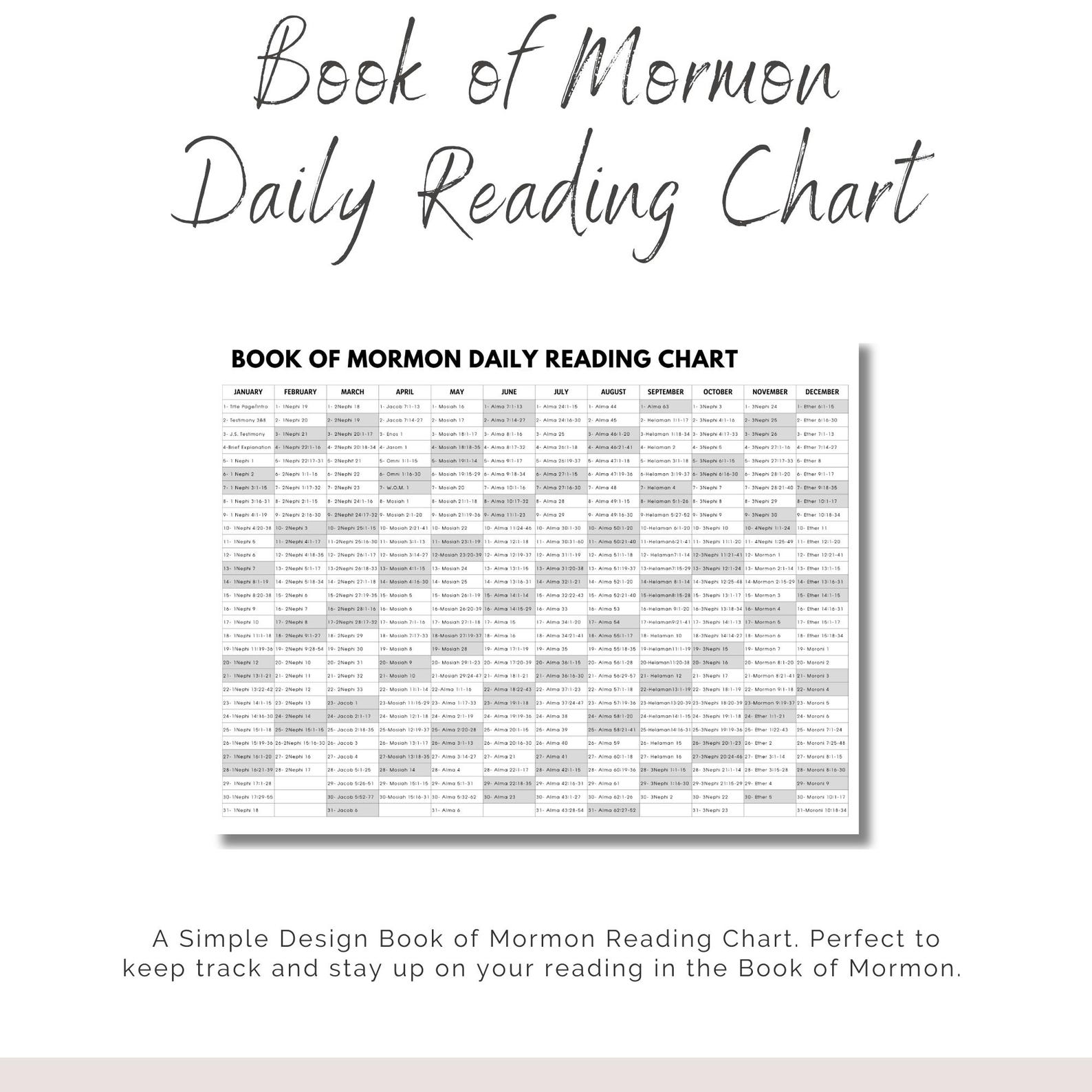 Book of Mormon Daily Reading Chart, Reading Goals, 2025, Scripture ...