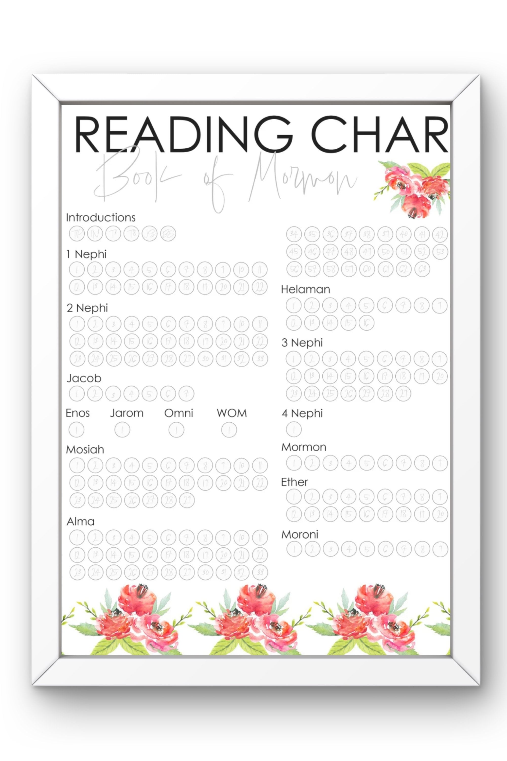 Book of Mormon, Reading Chart, Standard Works, Floral, Come Follow Me ...