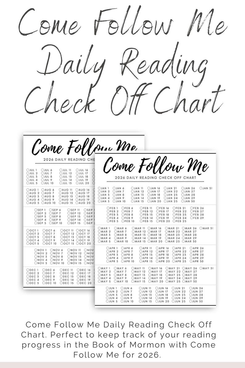 2026 Come Follow Me, Daily Reading Chart, Bible, Old Testament Daily ...
