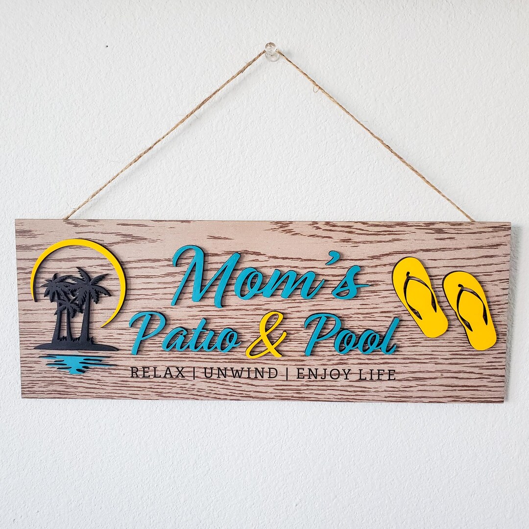 Custom Patio & Pool Sign: 3D Personalized Pool Room Art Decor - Etsy