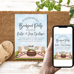 EDITABLE Backyard Party Invitation Party on the Patio Invitation Patio ...
