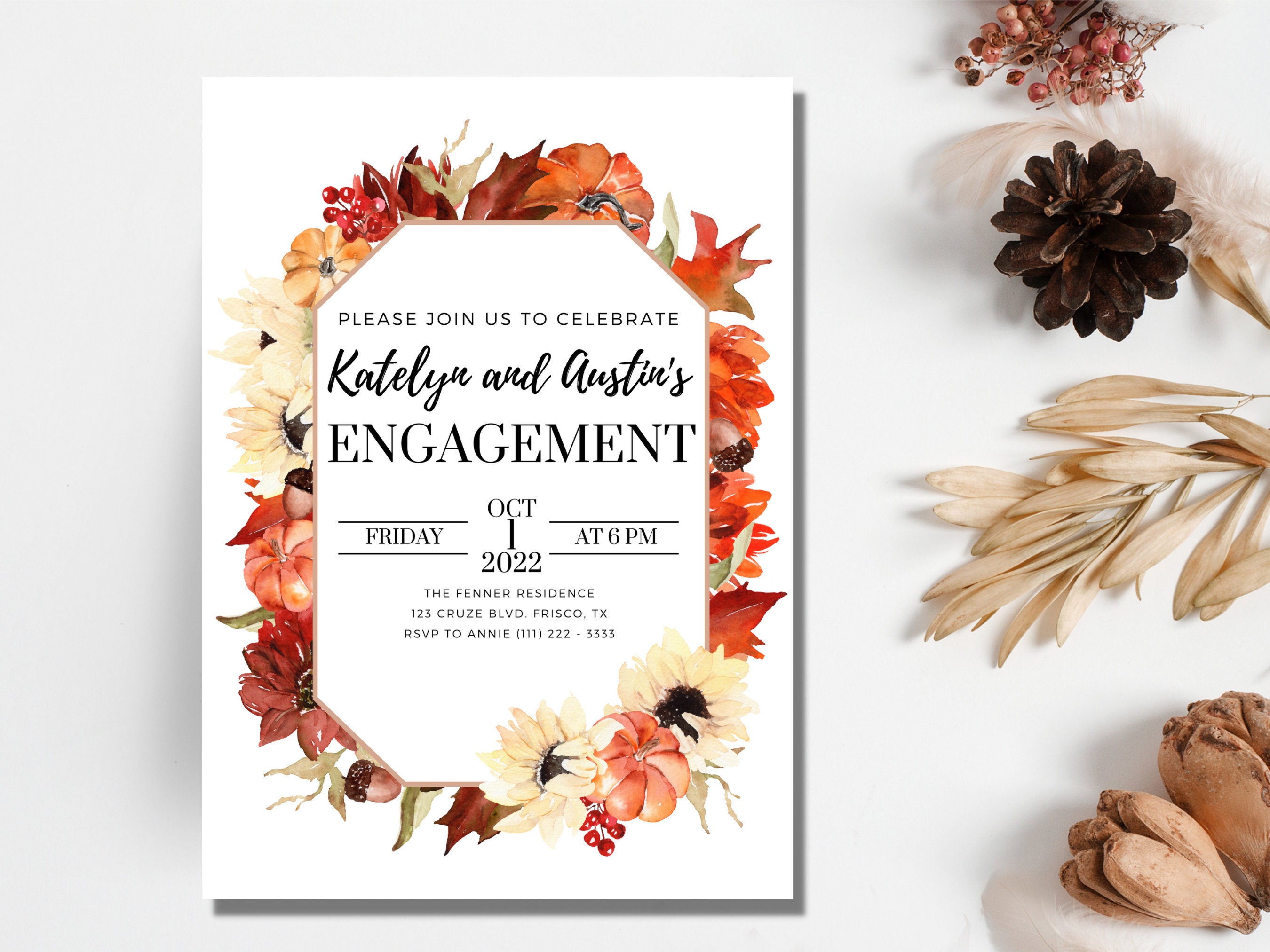 EDITABLE Fall Engagement Party Autumn Engagement Party - Etsy