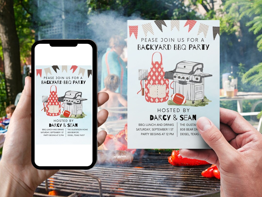 EDITABLE Backyard BBQ Party Invitation Backyard Party Tailgate Party ...