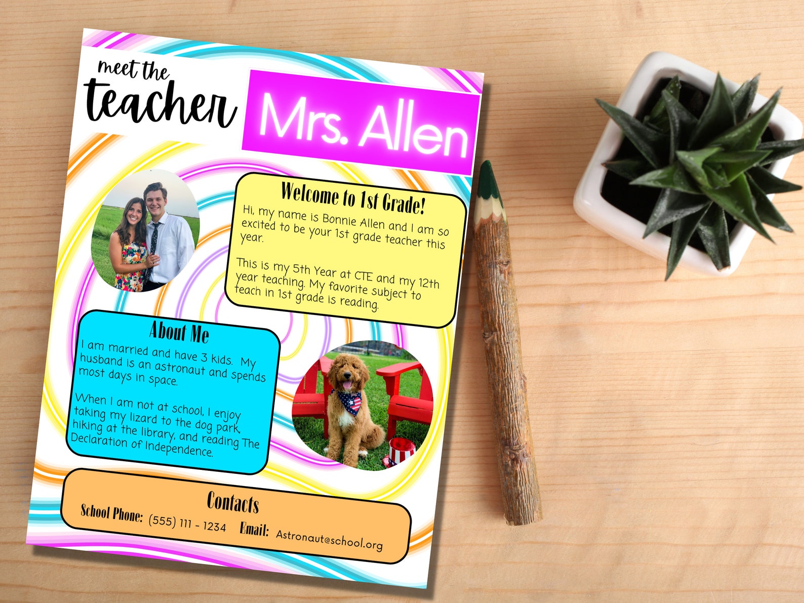EDITABLE Neon Meet the Teacher Template Rainbow Meet the - Etsy