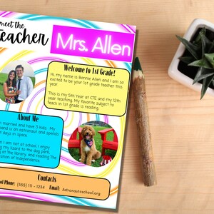 Neon Meet the Teacher Template, Rainbow Printable (digital Download) - Etsy