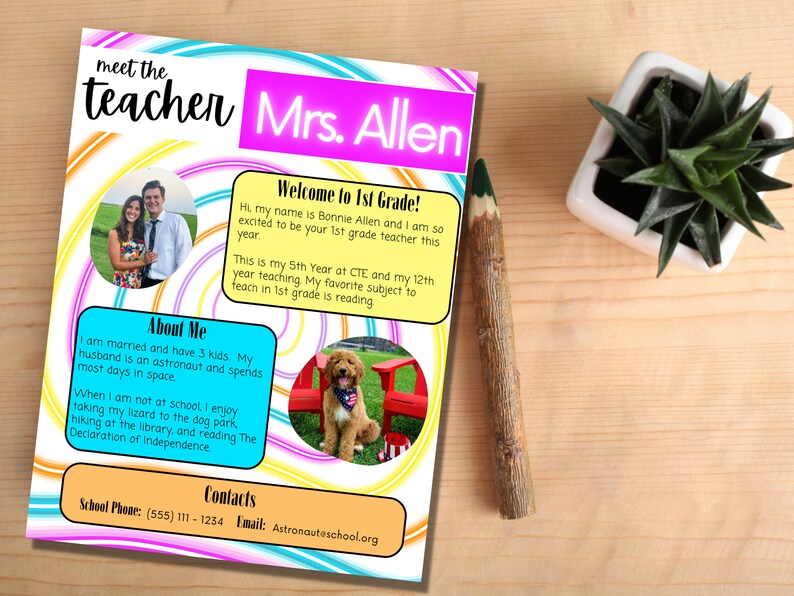 EDITABLE Neon Meet the Teacher Template Rainbow Meet the - Etsy