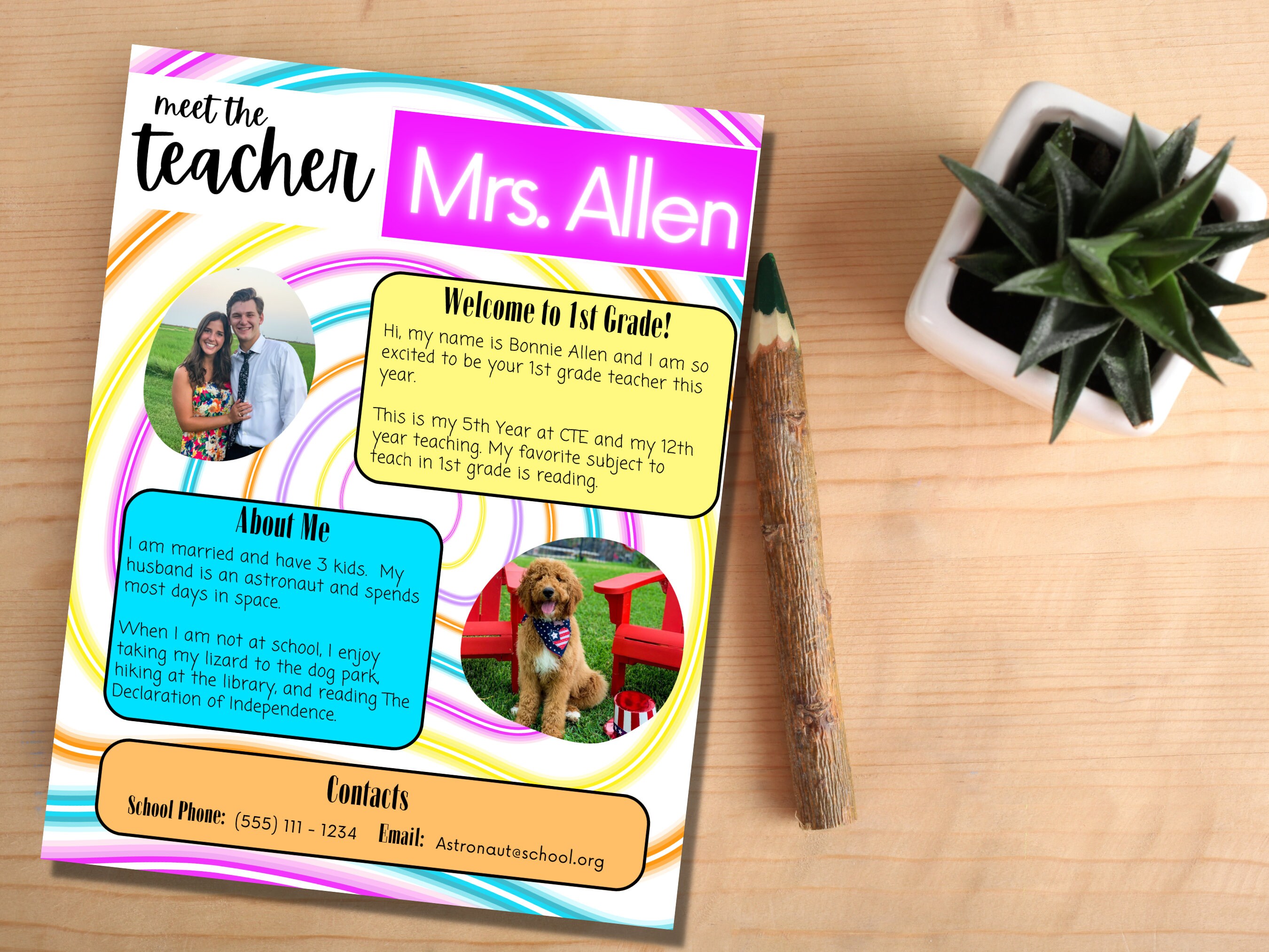 EDITABLE Neon Meet the Teacher Template Rainbow Meet the - Etsy