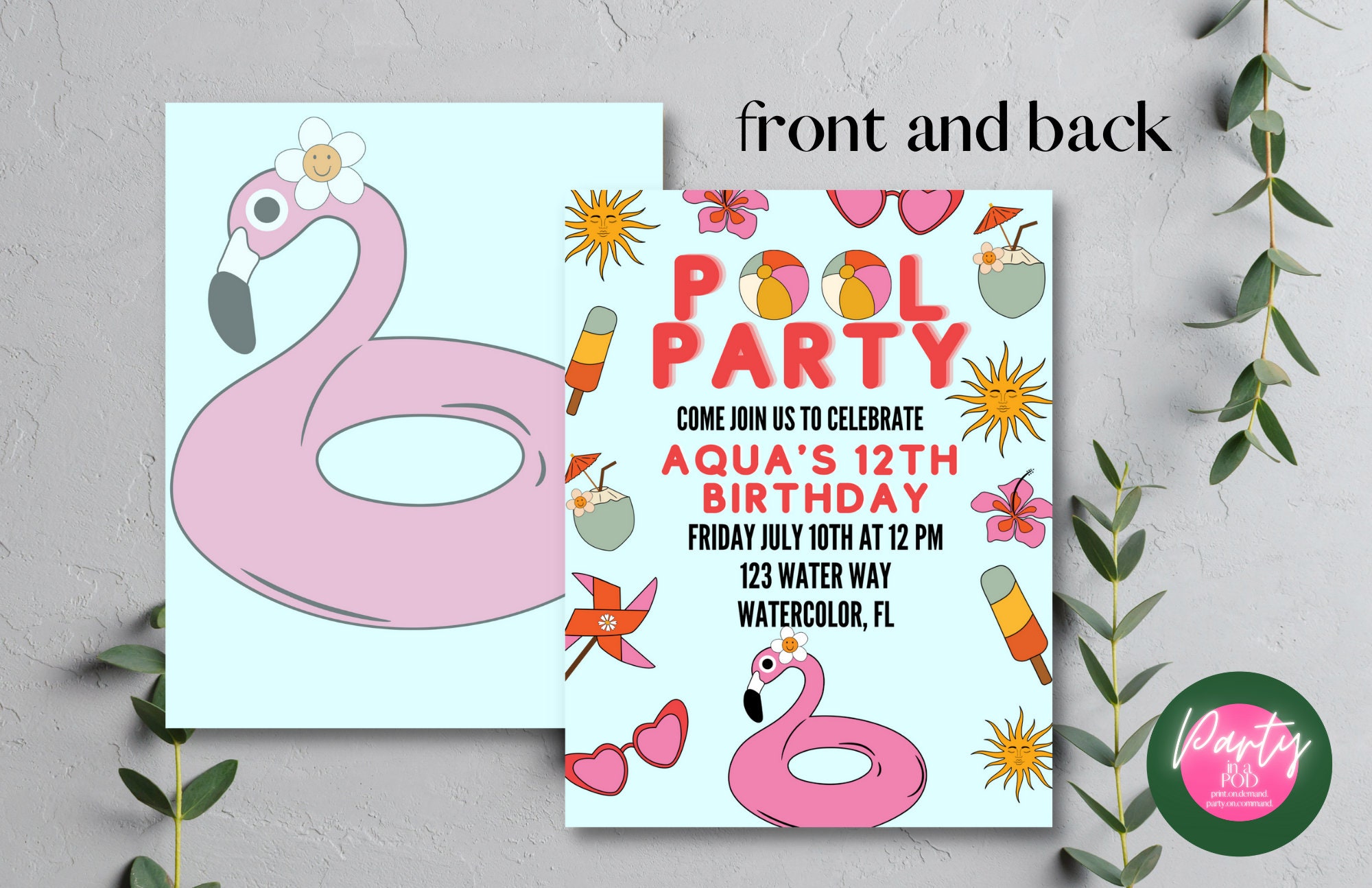 EDITABLE Pool Party Invitation Pool Party Birthday Pool Party Thank You ...
