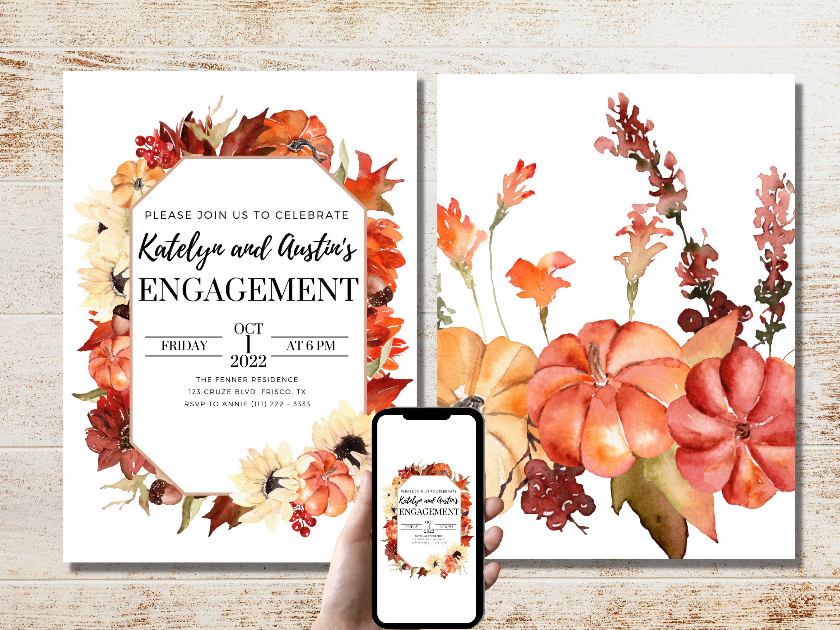EDITABLE Fall Engagement Party Autumn Engagement Party Invitation ...