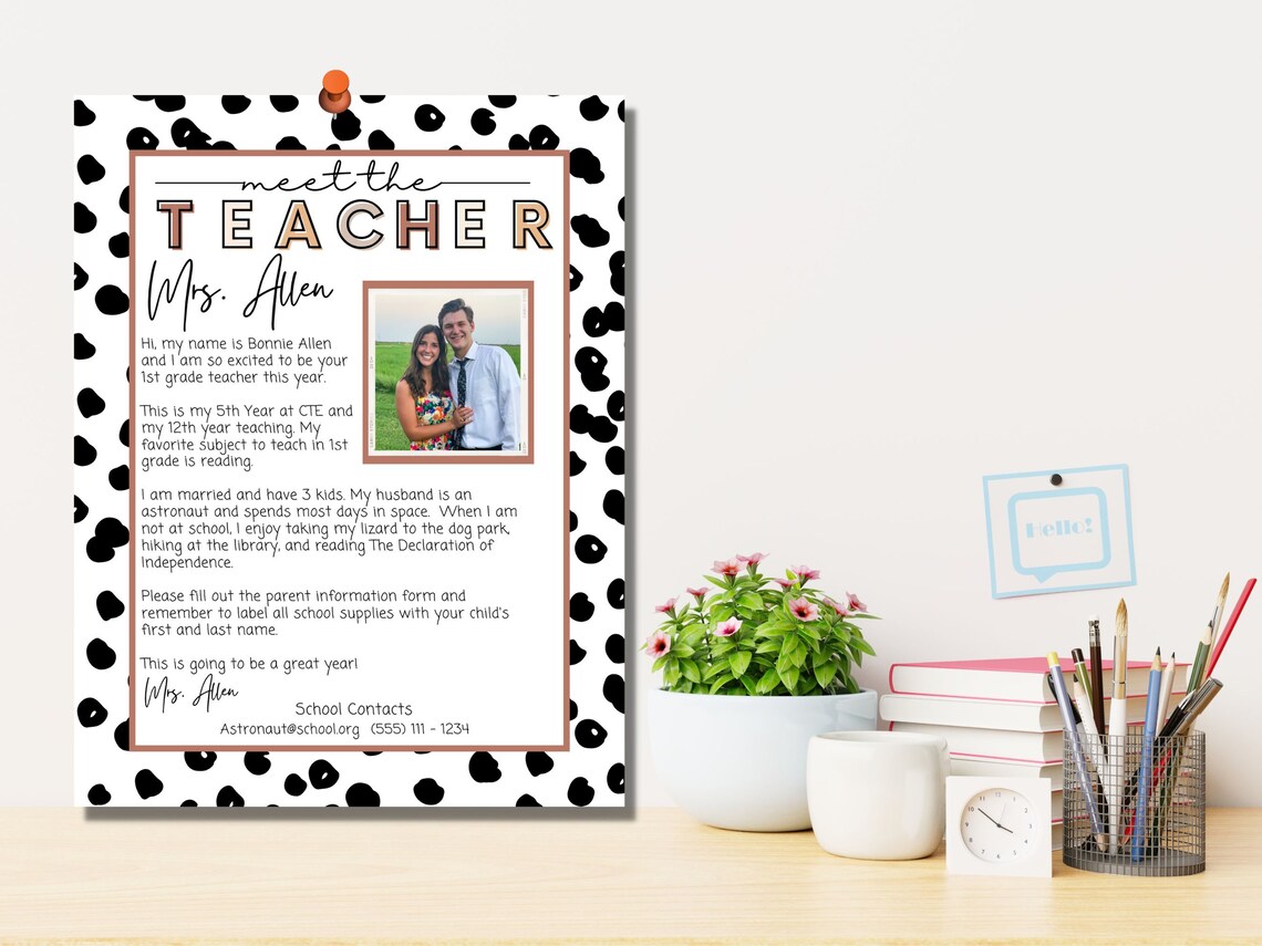 Neutral Meet the Teacher Template, Editable Back to School (digital ...