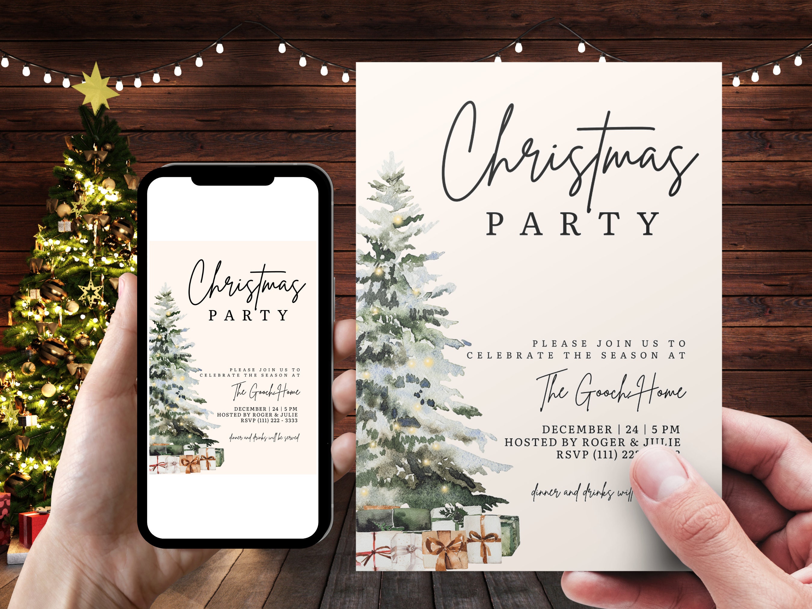EDITABLE Christmas Party Invitation Christmas Dinner Party Christmas ...