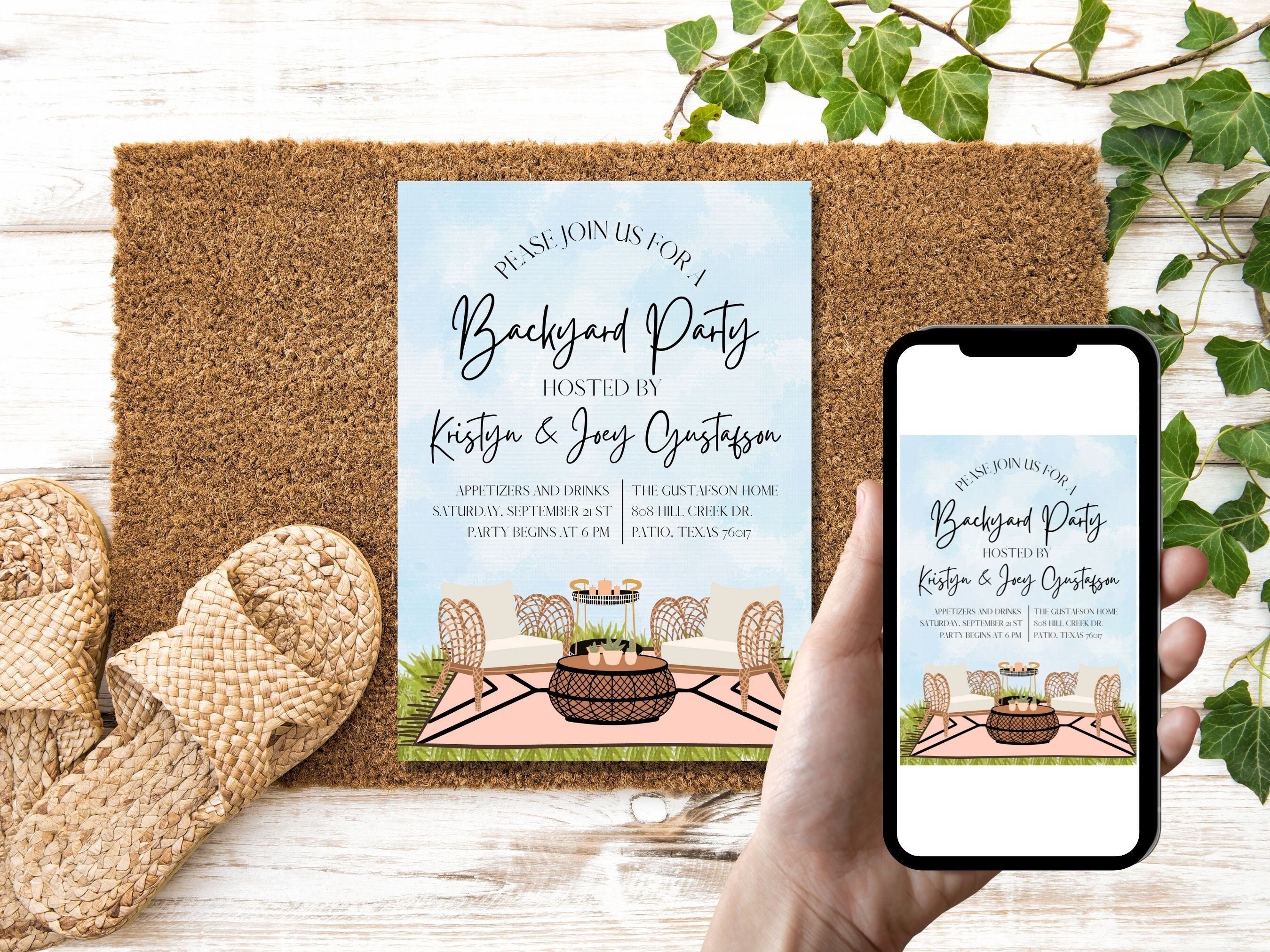 EDITABLE Backyard Party Invitation Party on the Patio Invitation Patio ...