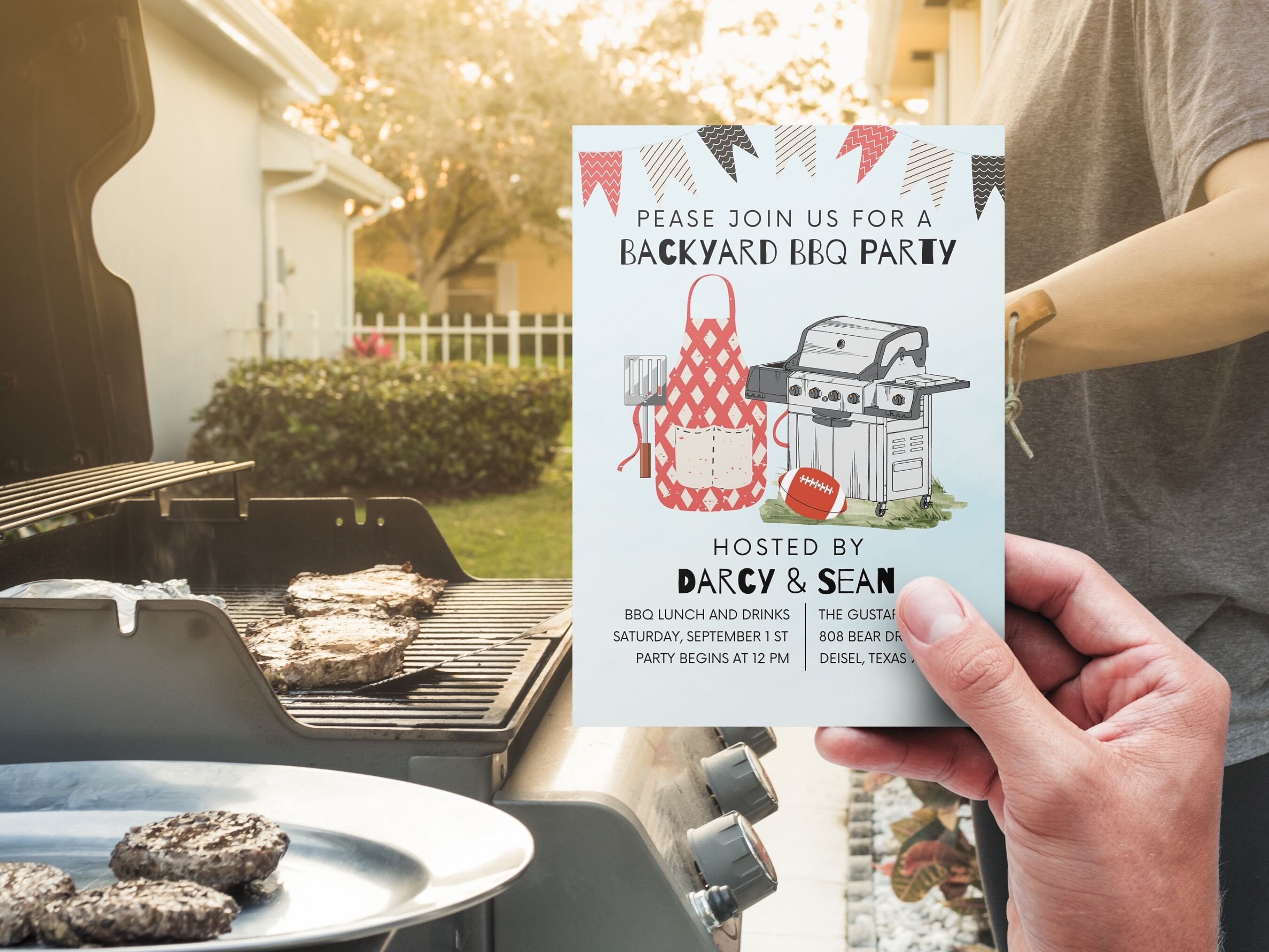 EDITABLE Backyard BBQ Party Invitation Backyard Party Tailgate Party ...