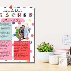 Editable Confetti Meet the Teacher Template, Rainbow Design (digital ...