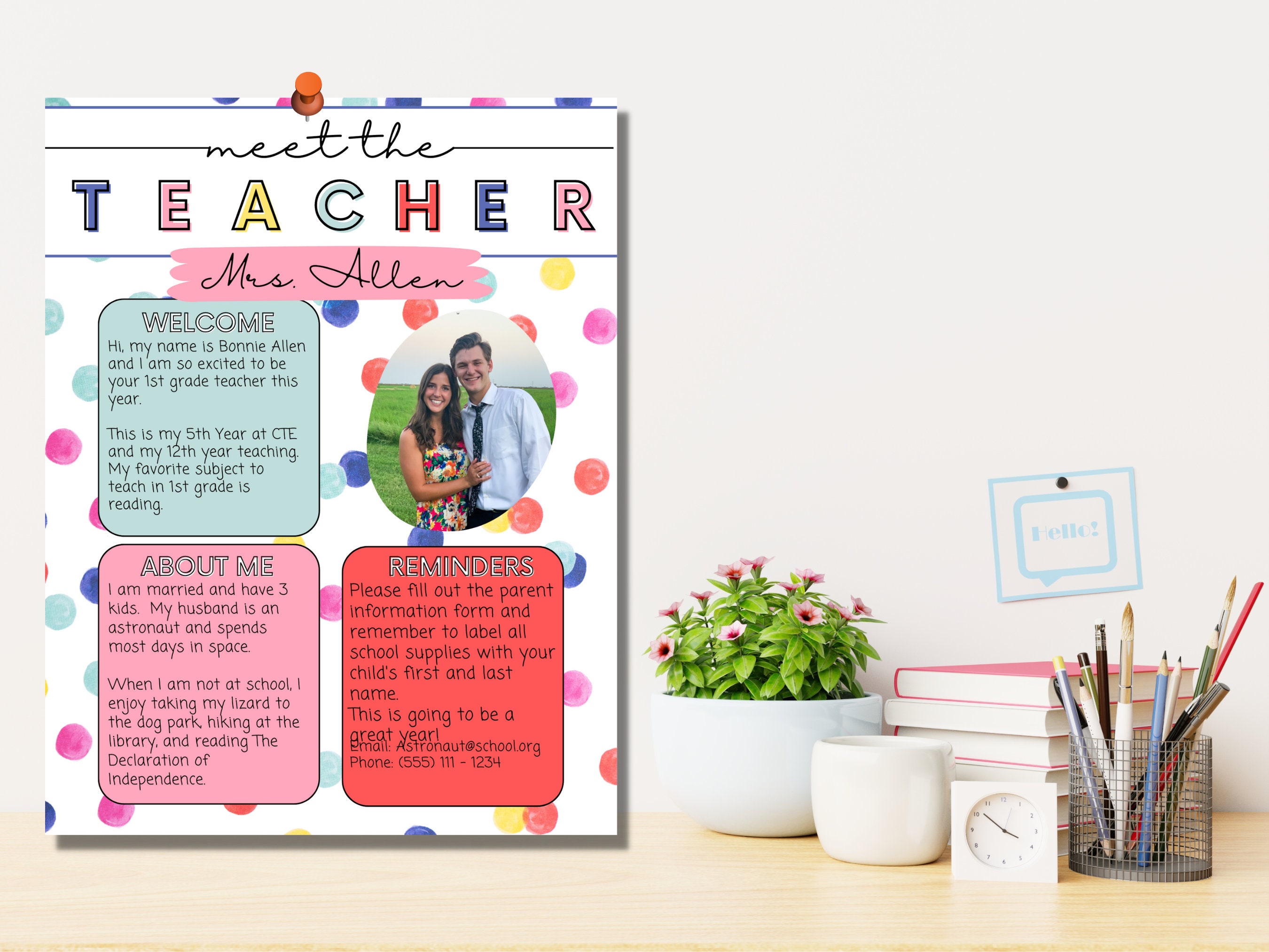 EDITABLE Confetti Meet the Teacher Template Rainbows Meet the - Etsy