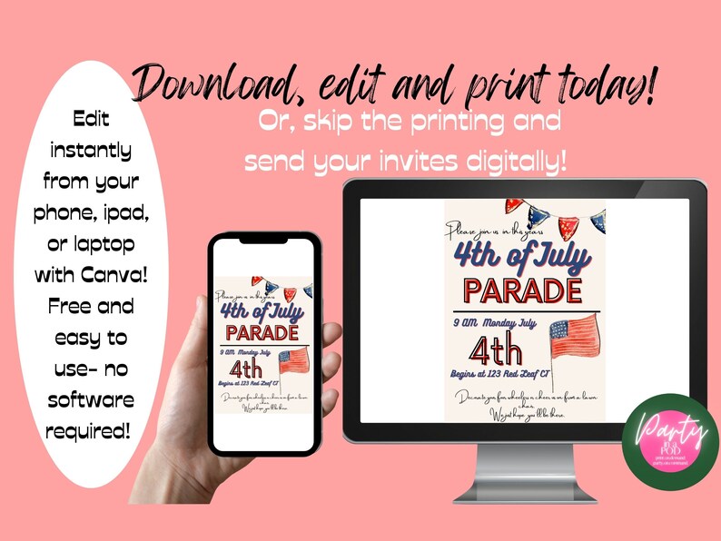 EDITABLE 4th of July Parade Invitation Printable July 4th Invitation ...