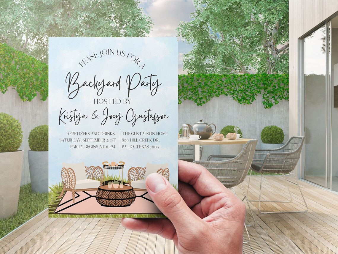 EDITABLE Backyard Party Invitation Party on the Patio Invitation Patio ...