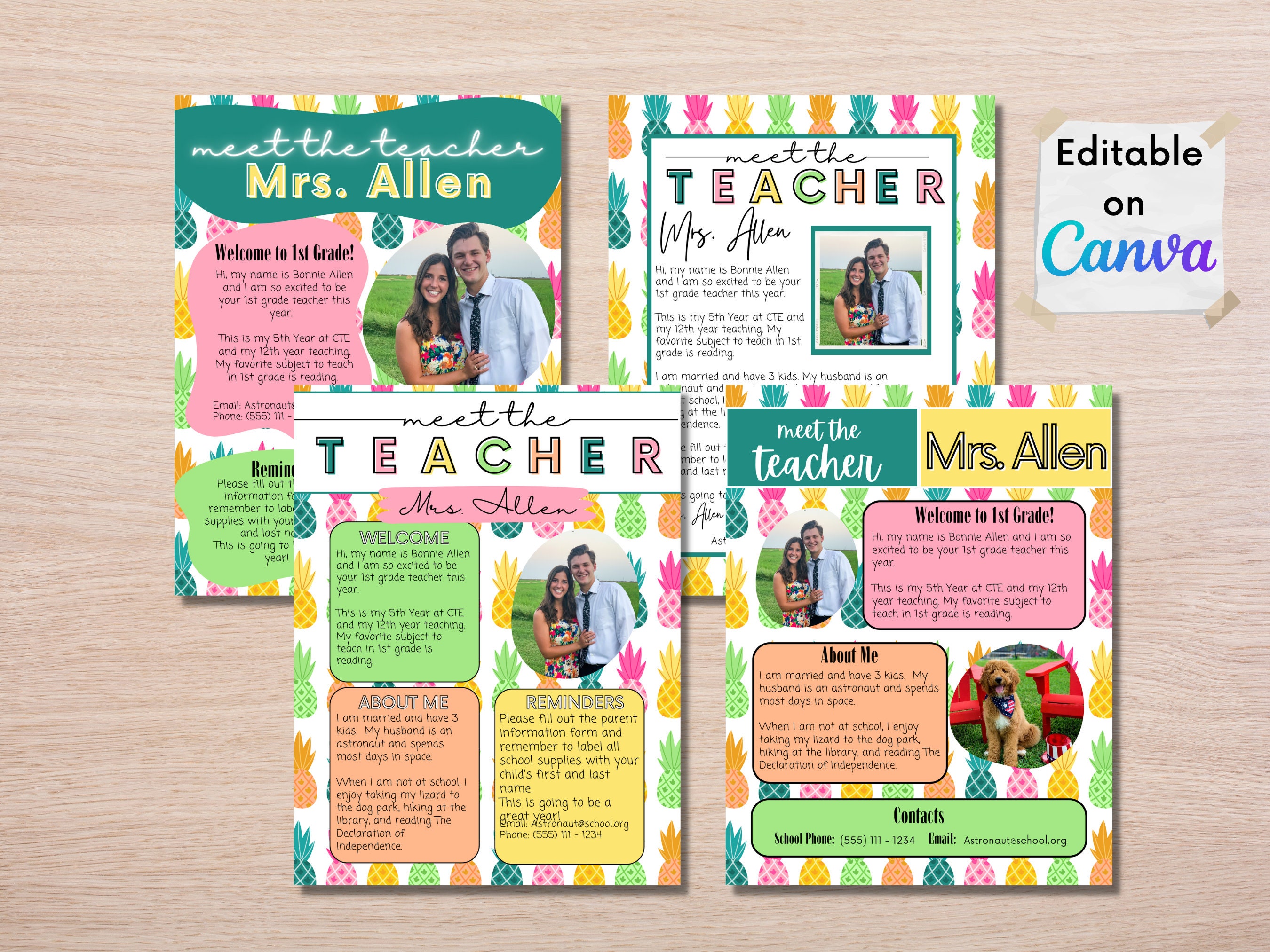 EDITABLE Pineapple Meet the Teacher Template Rainbow Pineapple Meet the ...
