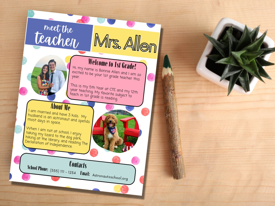 Editable Confetti Meet the Teacher Template, Rainbow Design (digital ...
