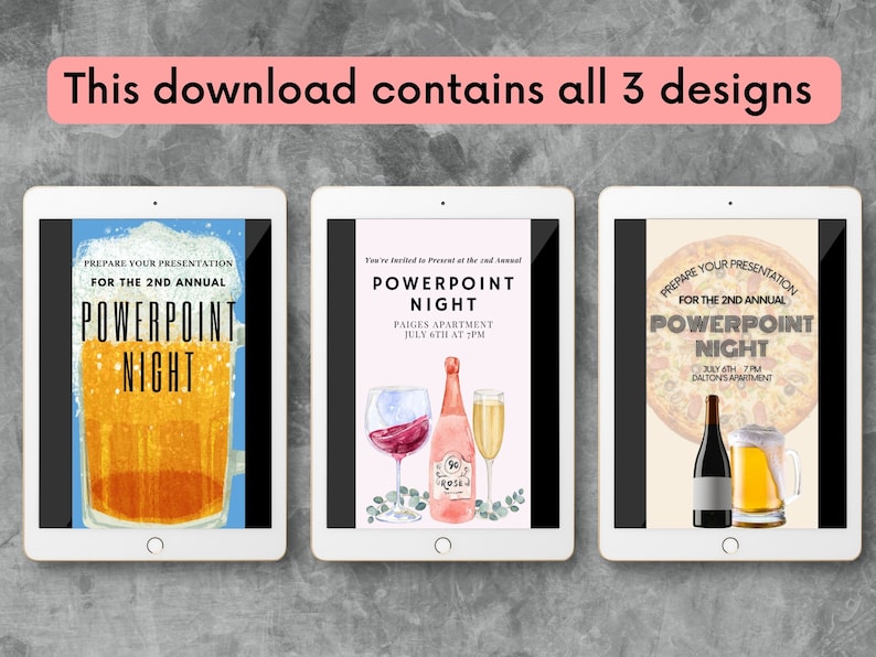 EDITABLE Powerpoint Night Invitations Power Point Presentation Party ...