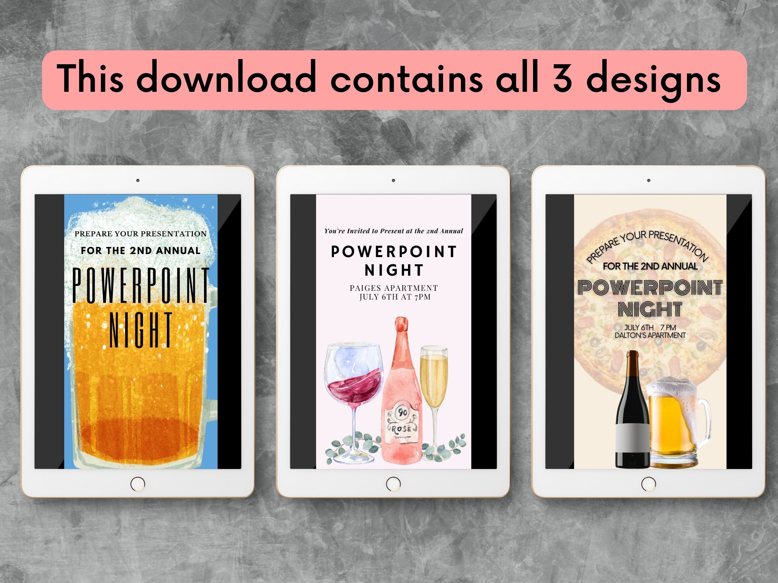 EDITABLE Powerpoint Night Invitations Power Point Presentation Party ...