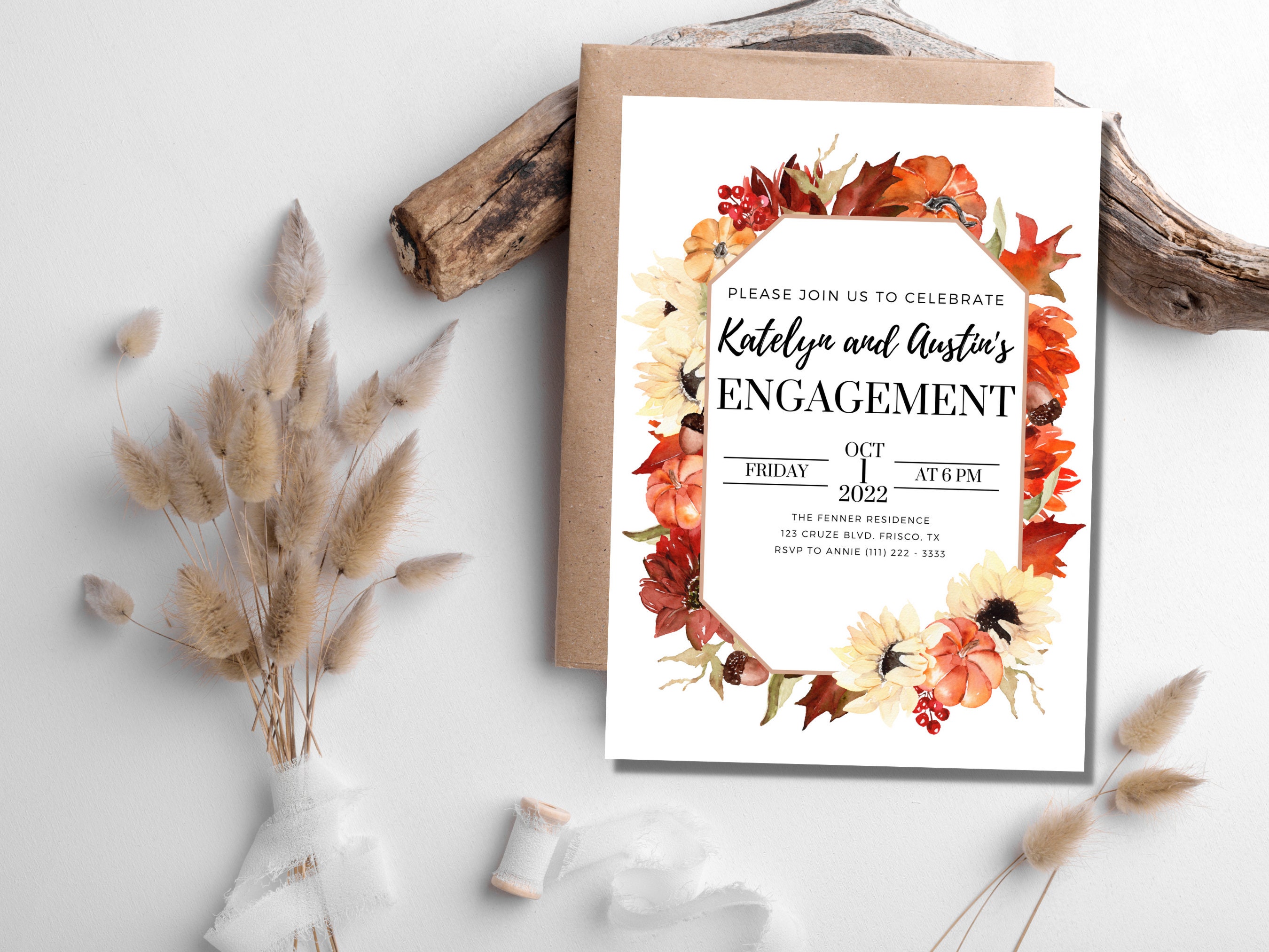 EDITABLE Fall Engagement Party Autumn Engagement Party - Etsy