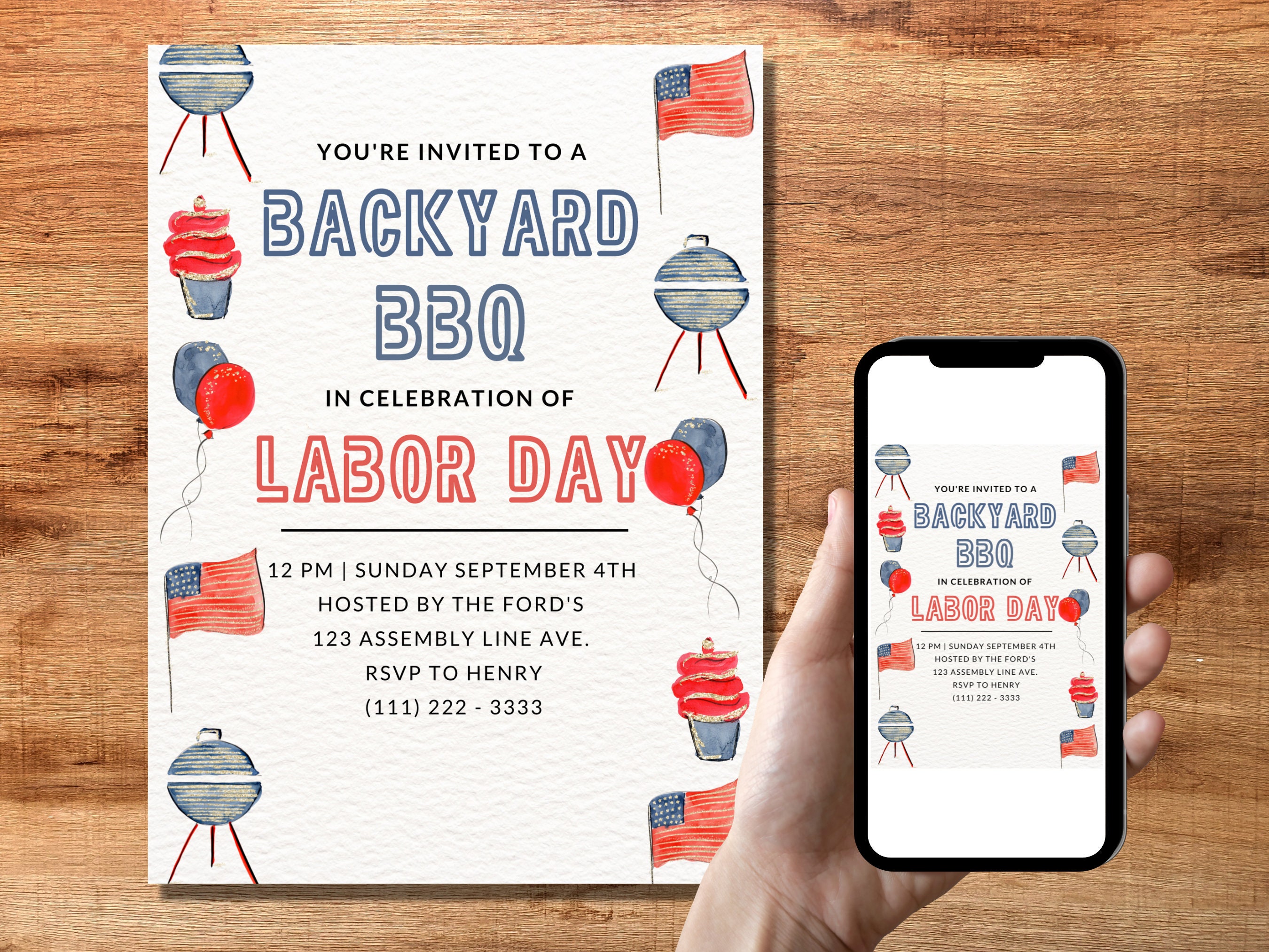 EDITABLE Labor Day Backyard Cookout Invitation Labor Day Backyard ...