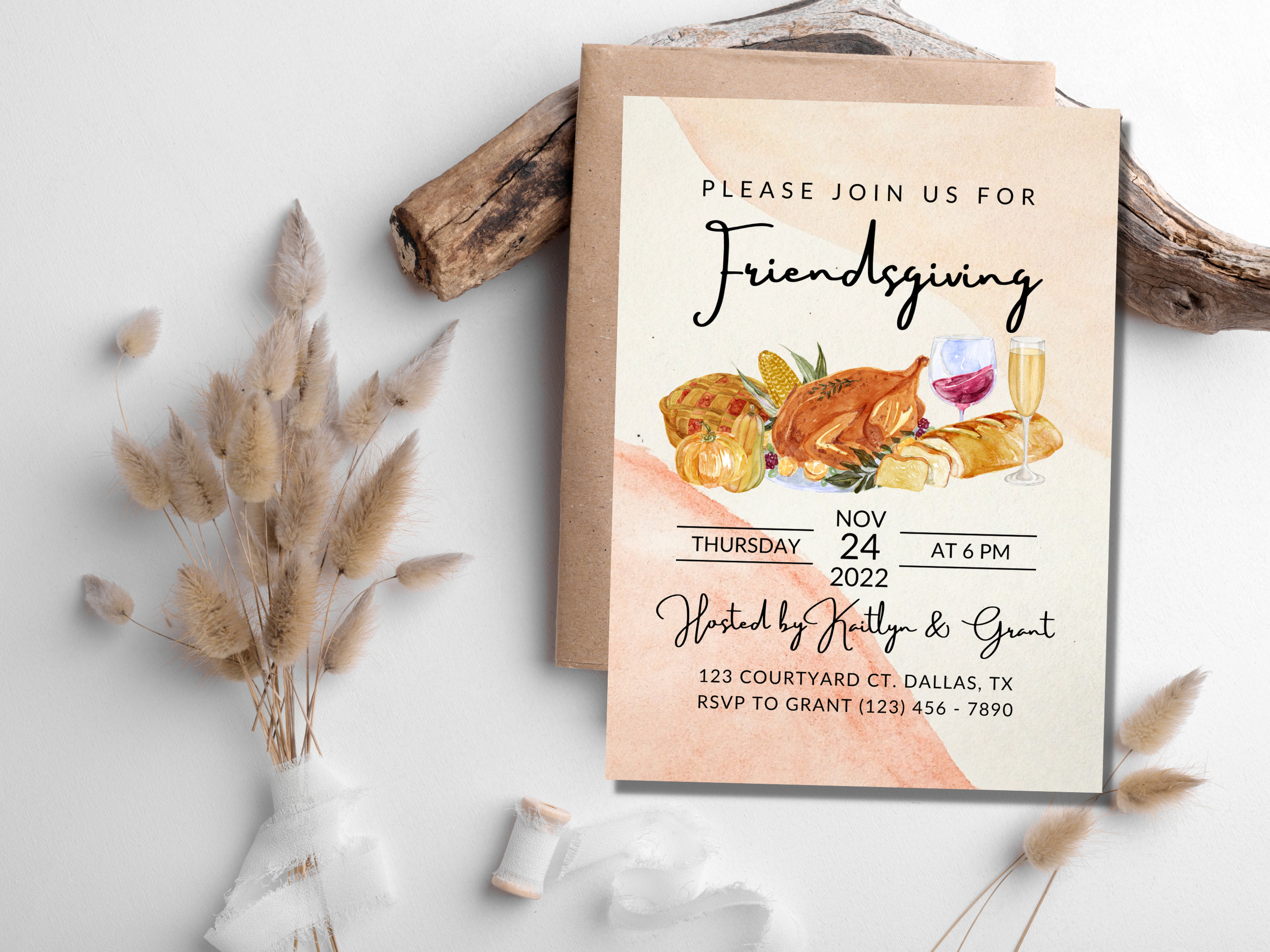 EDITABLE Friendsgiving Invitation Template Thanksgiving Dinner ...