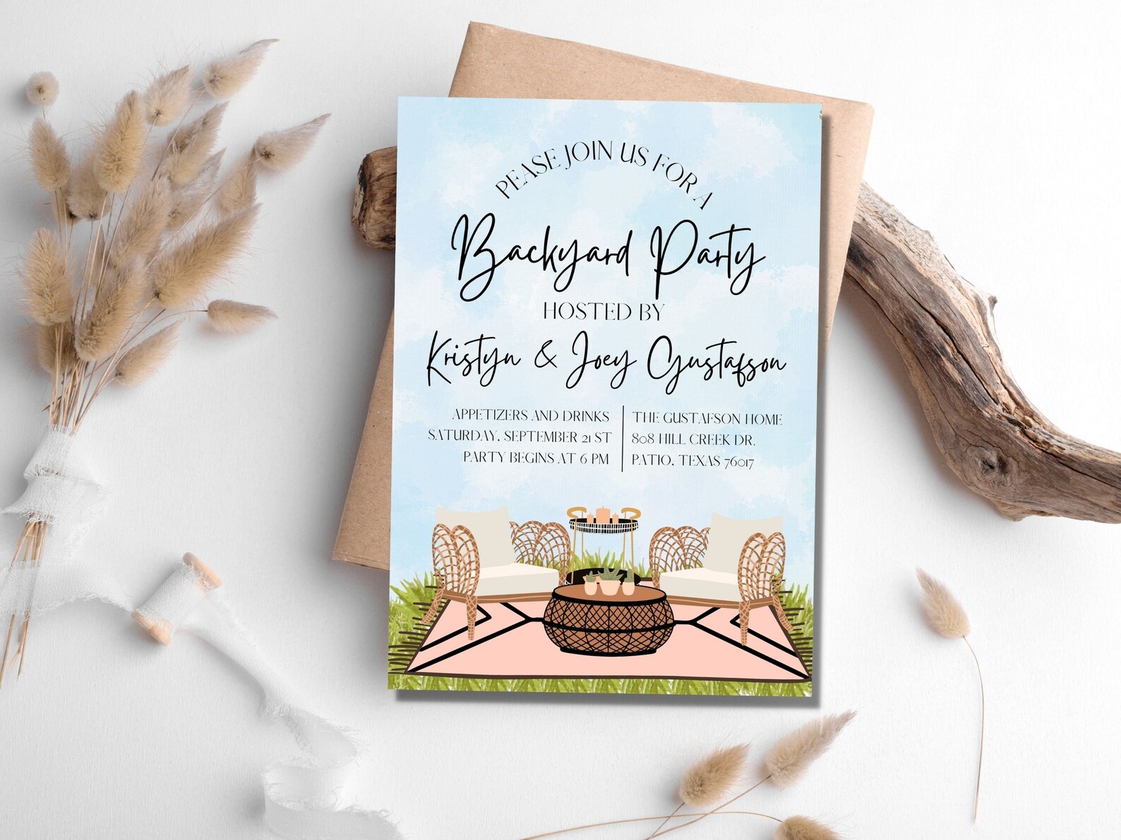 EDITABLE Backyard Party Invitation Party on the Patio Invitation Patio ...