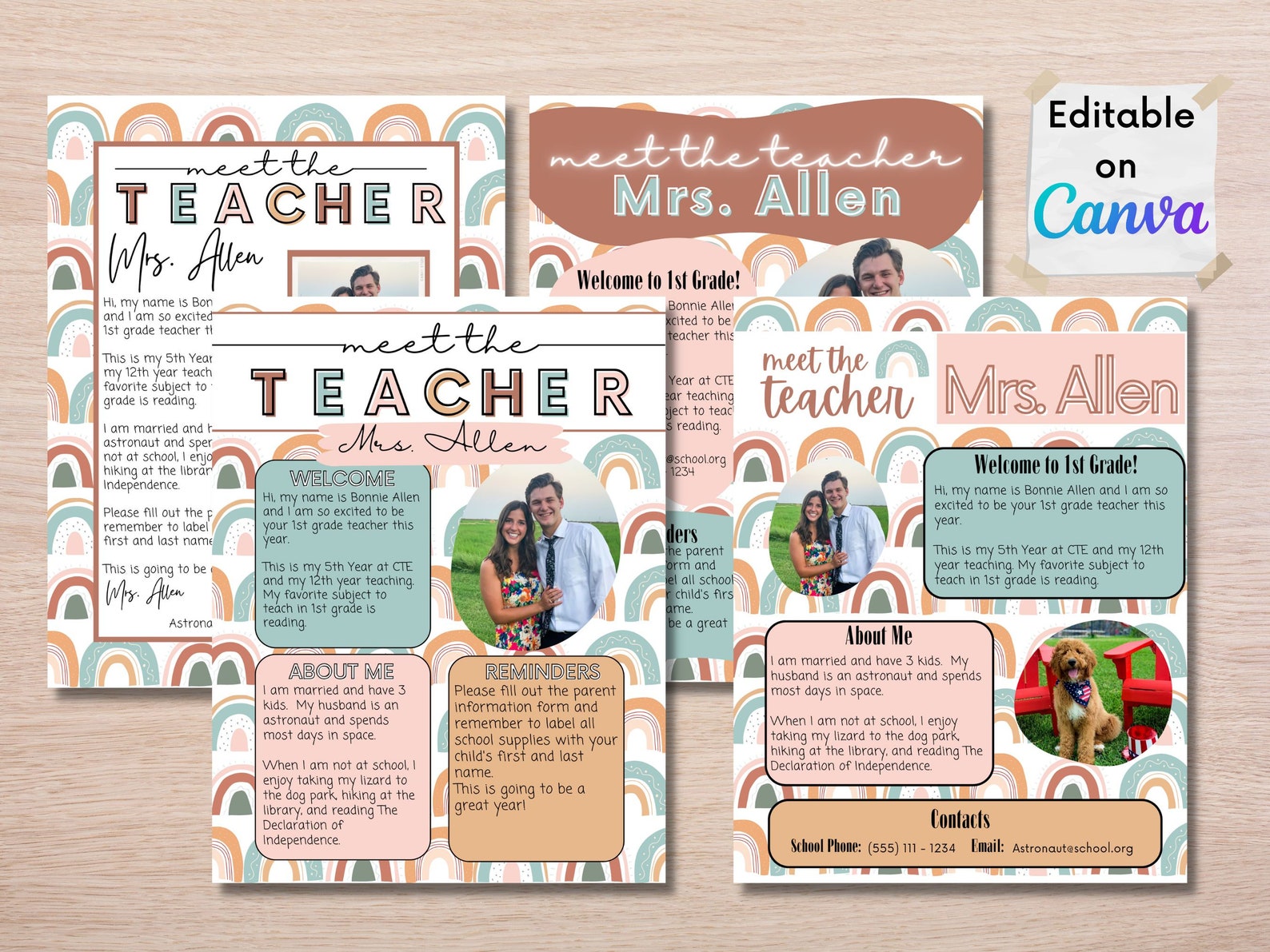 EDITABLE Boho Rainbow Meet the Teacher Template Pastel Meet the Teacher ...