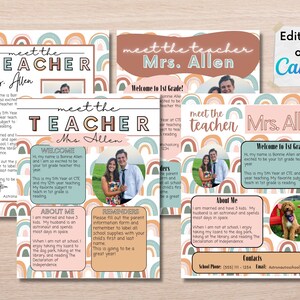 EDITABLE Boho Rainbow Meet the Teacher Template Pastel Meet the Teacher ...