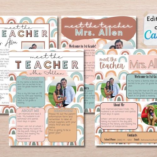 Boho Rainbow Meet the Teacher Templates - Etsy