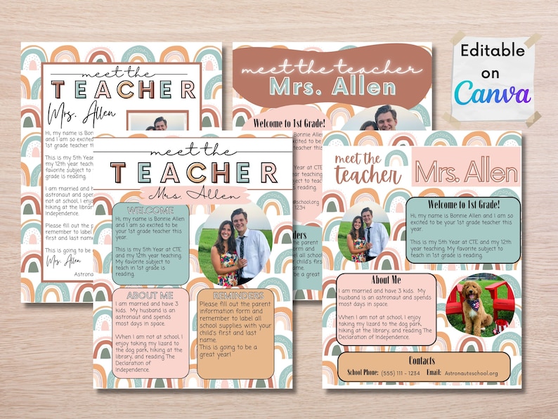 EDITABLE Boho Rainbow Meet the Teacher Template Pastel Meet the Teacher ...