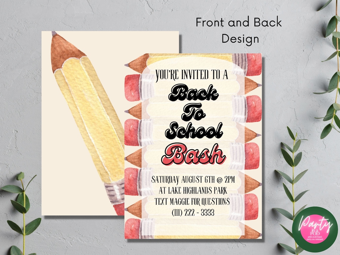 EDITABLE Back to School Party Invitation School Party Template Pencil ...