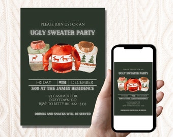 Editable Ugly Christmas Sweater Contest Flyer - Etsy