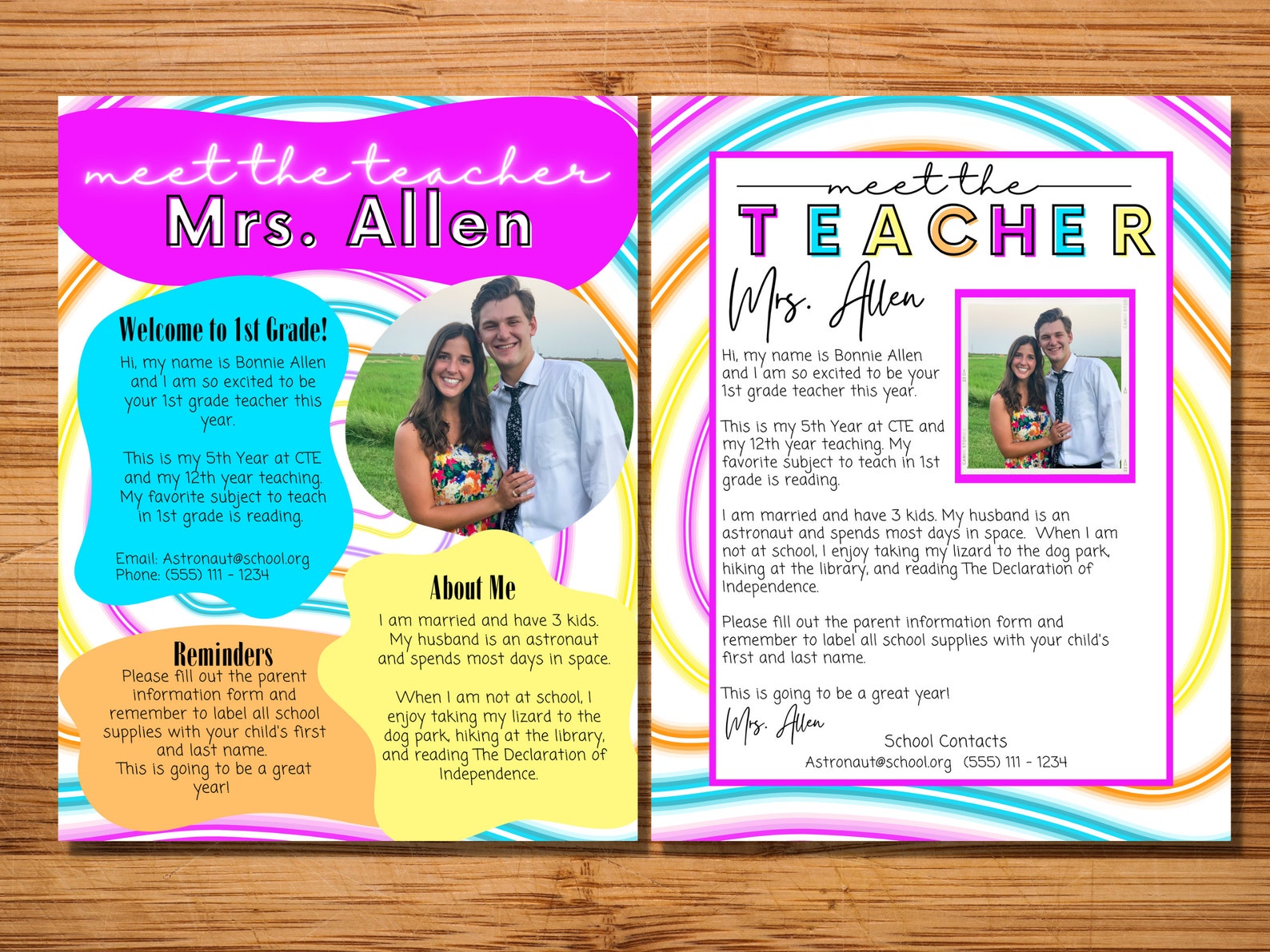 EDITABLE Neon Meet the Teacher Template Rainbow Meet the - Etsy