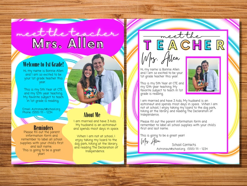 EDITABLE Neon Meet the Teacher Template Rainbow Meet the - Etsy