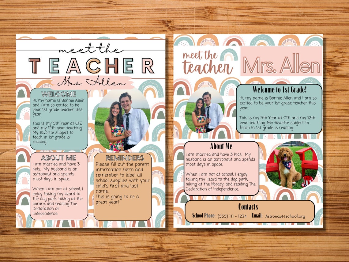 EDITABLE Boho Rainbow Meet the Teacher Template Pastel Meet - Etsy ...
