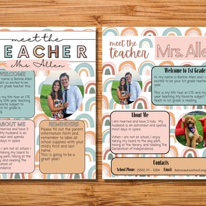 Boho Rainbow Meet the Teacher Template (editable Digital Download) - Etsy