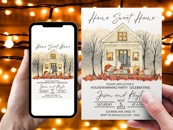 EDITABLE Fall Home Party Invitation Fall Housewarming - Etsy