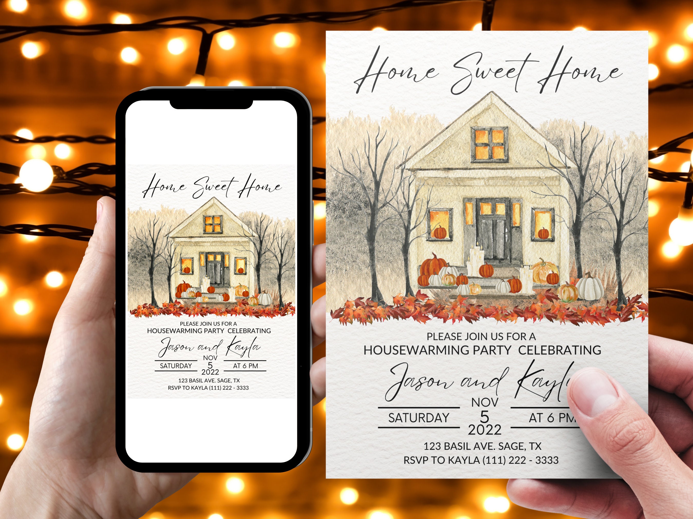 EDITABLE Fall Home Party Invitation Fall Housewarming Invitation Autumn ...