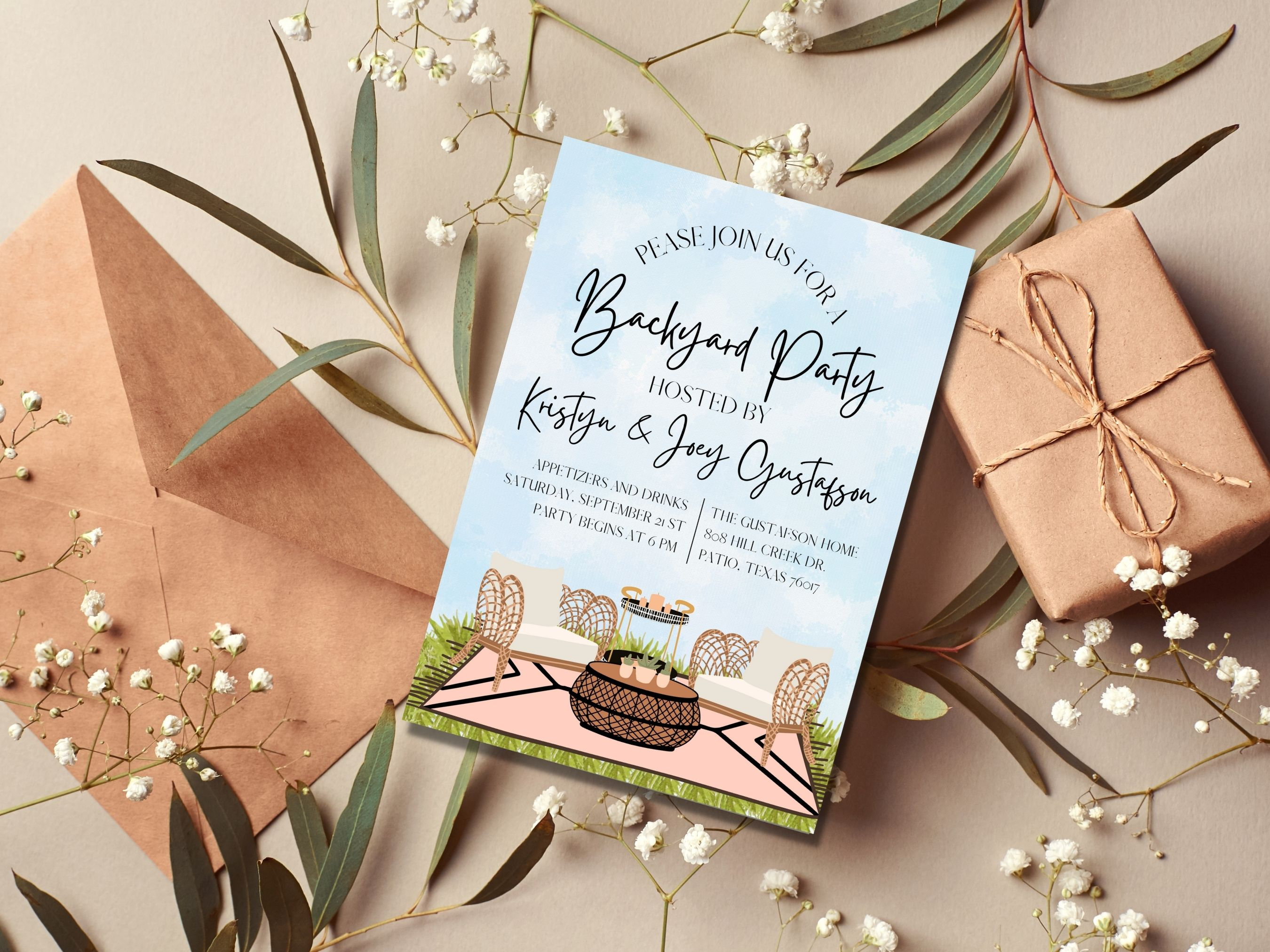 EDITABLE Backyard Party Invitation Party on the Patio Invitation Patio ...