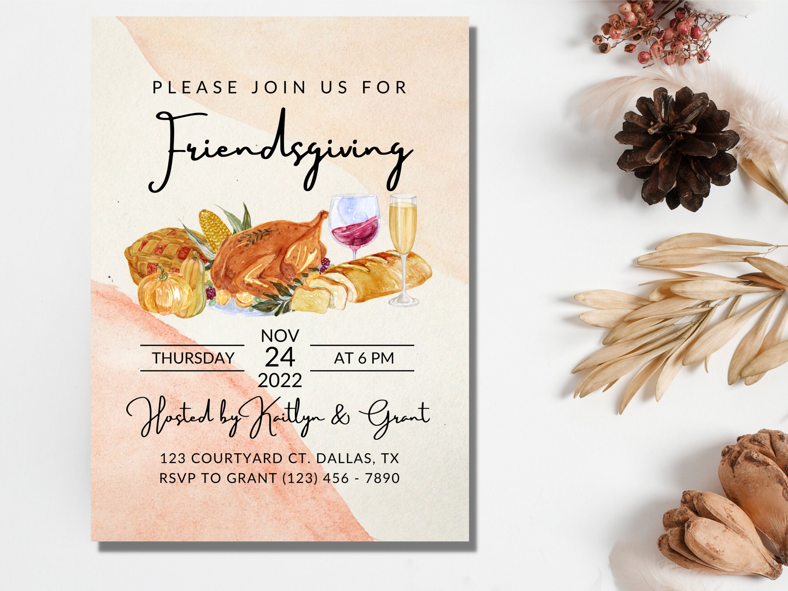 EDITABLE Friendsgiving Invitation Template Thanksgiving Dinner ...