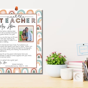 Boho Rainbow Meet the Teacher Template (editable Digital Download) - Etsy