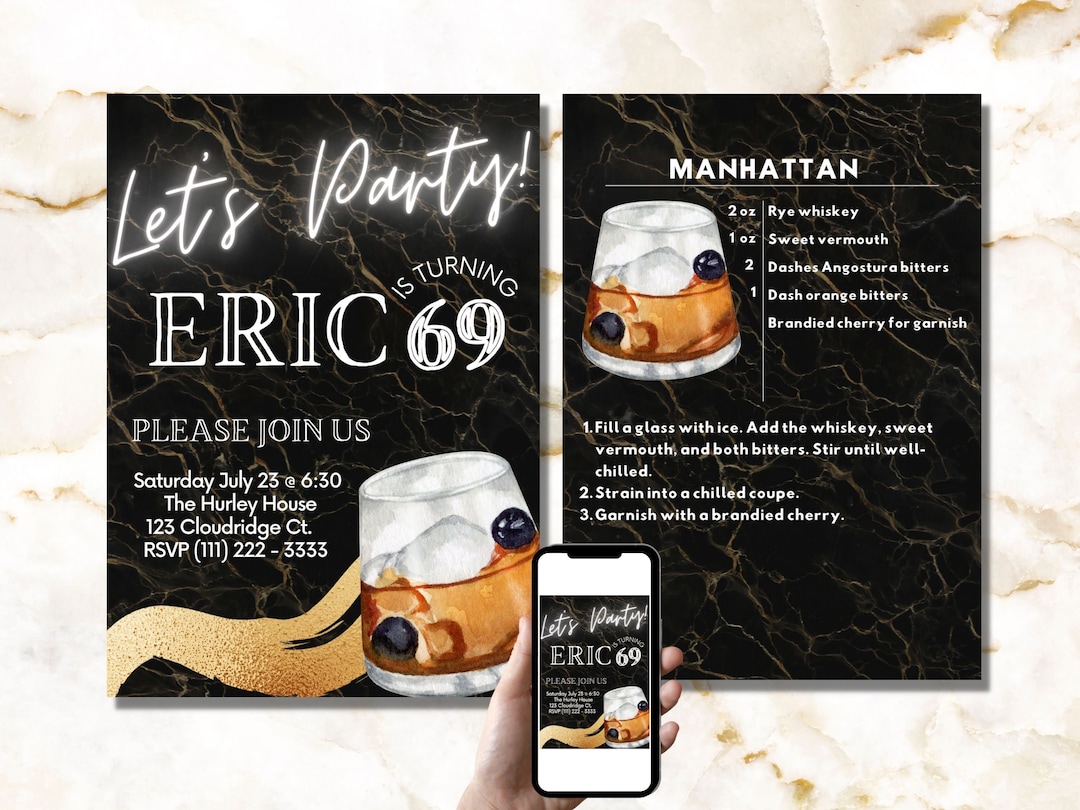 EDITABLE Mens Birthday Invitation Contemporary Invitation Marble Party ...