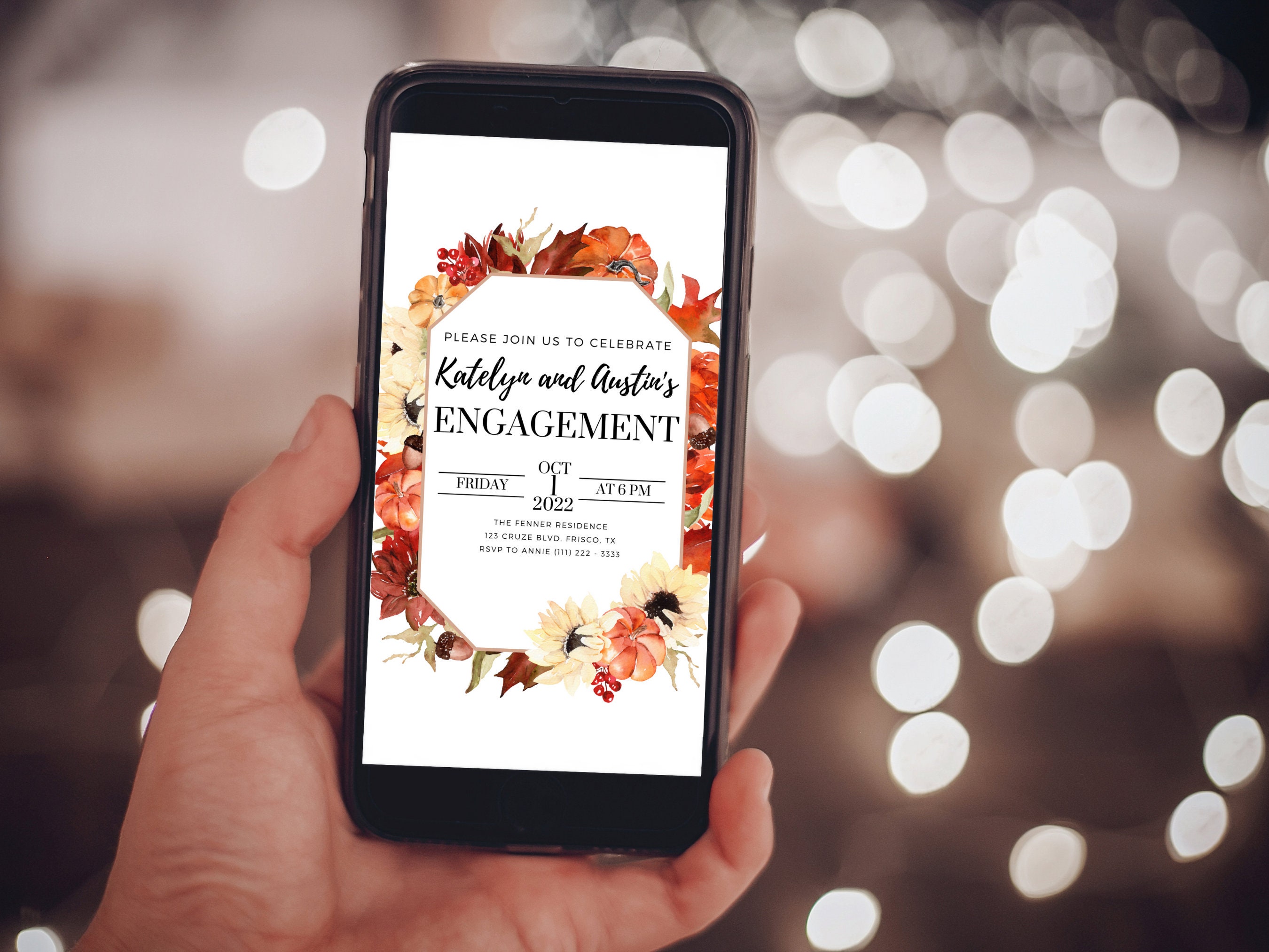 EDITABLE Fall Engagement Party Autumn Engagement Party Invitation ...