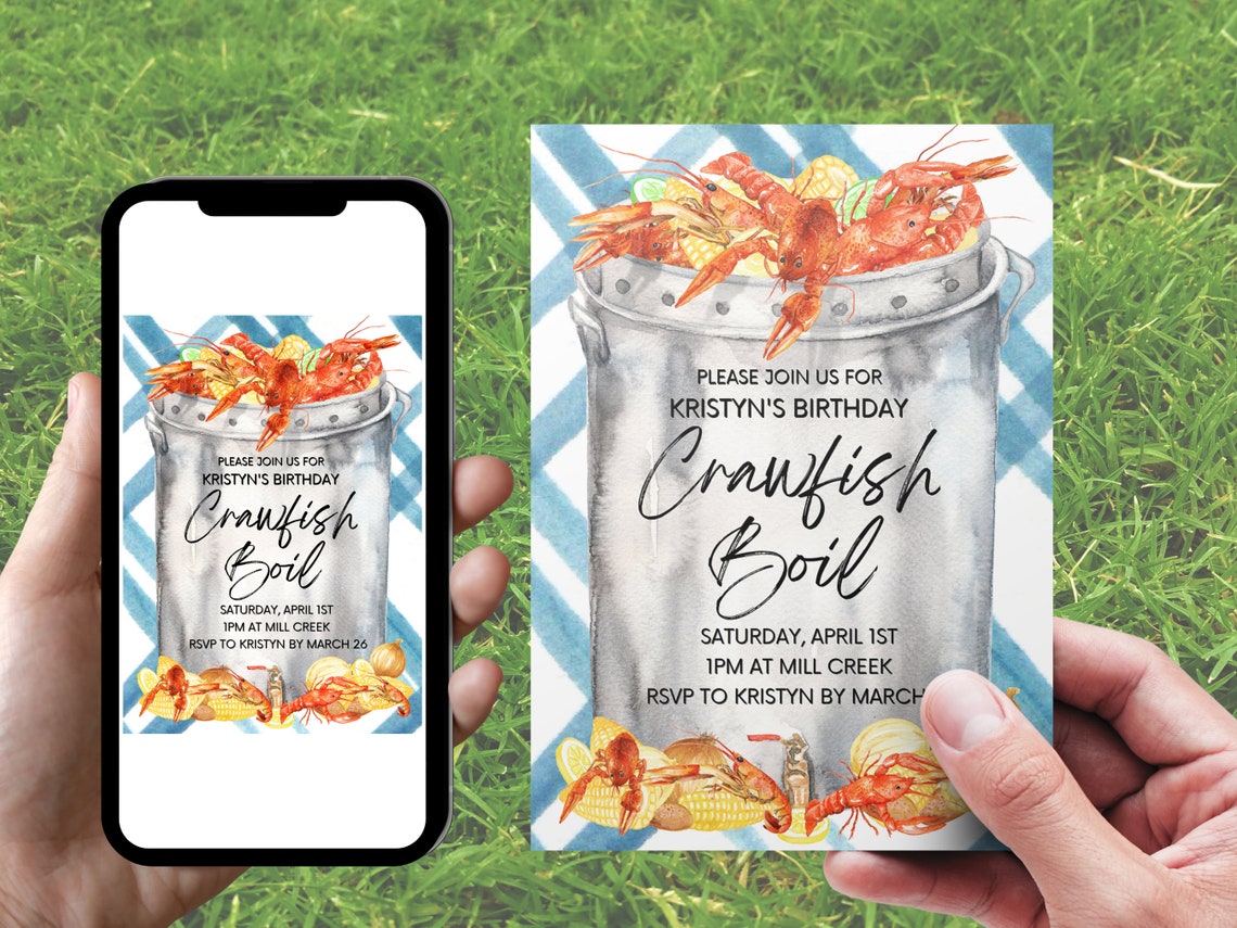 EDITABLE Crawfish Boil Invitation Crayfish Boil Party Crawfish Boil ...