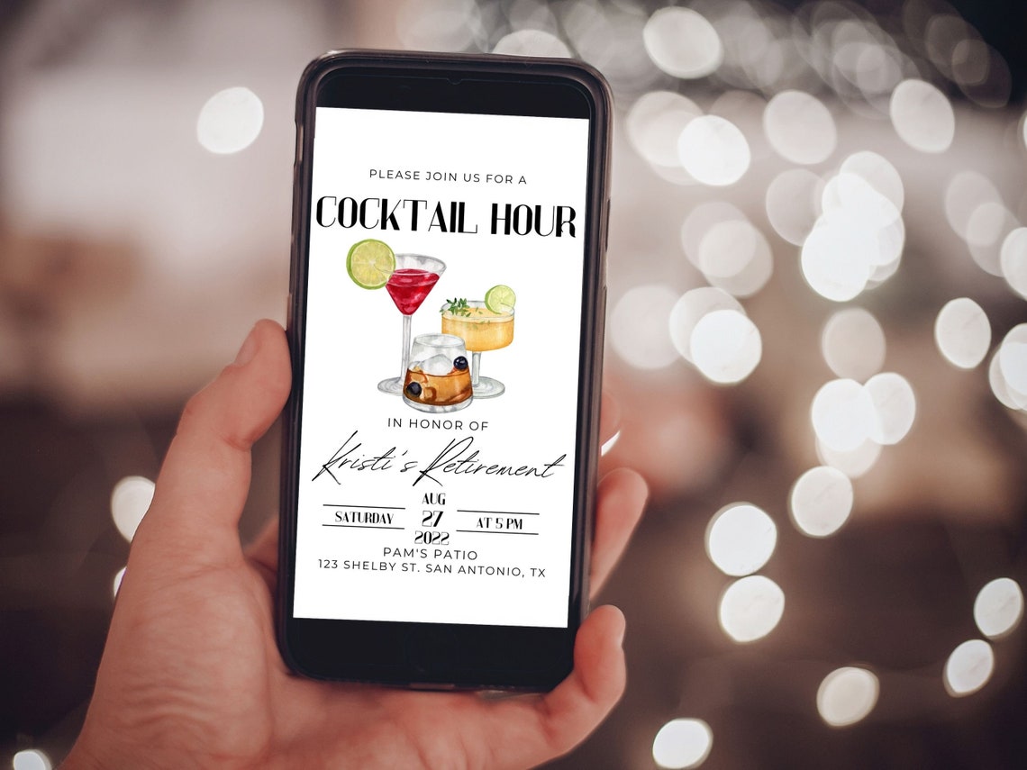 EDITABLE Cocktail Party Invitation Happy Hour Invitation Cocktail Hour ...