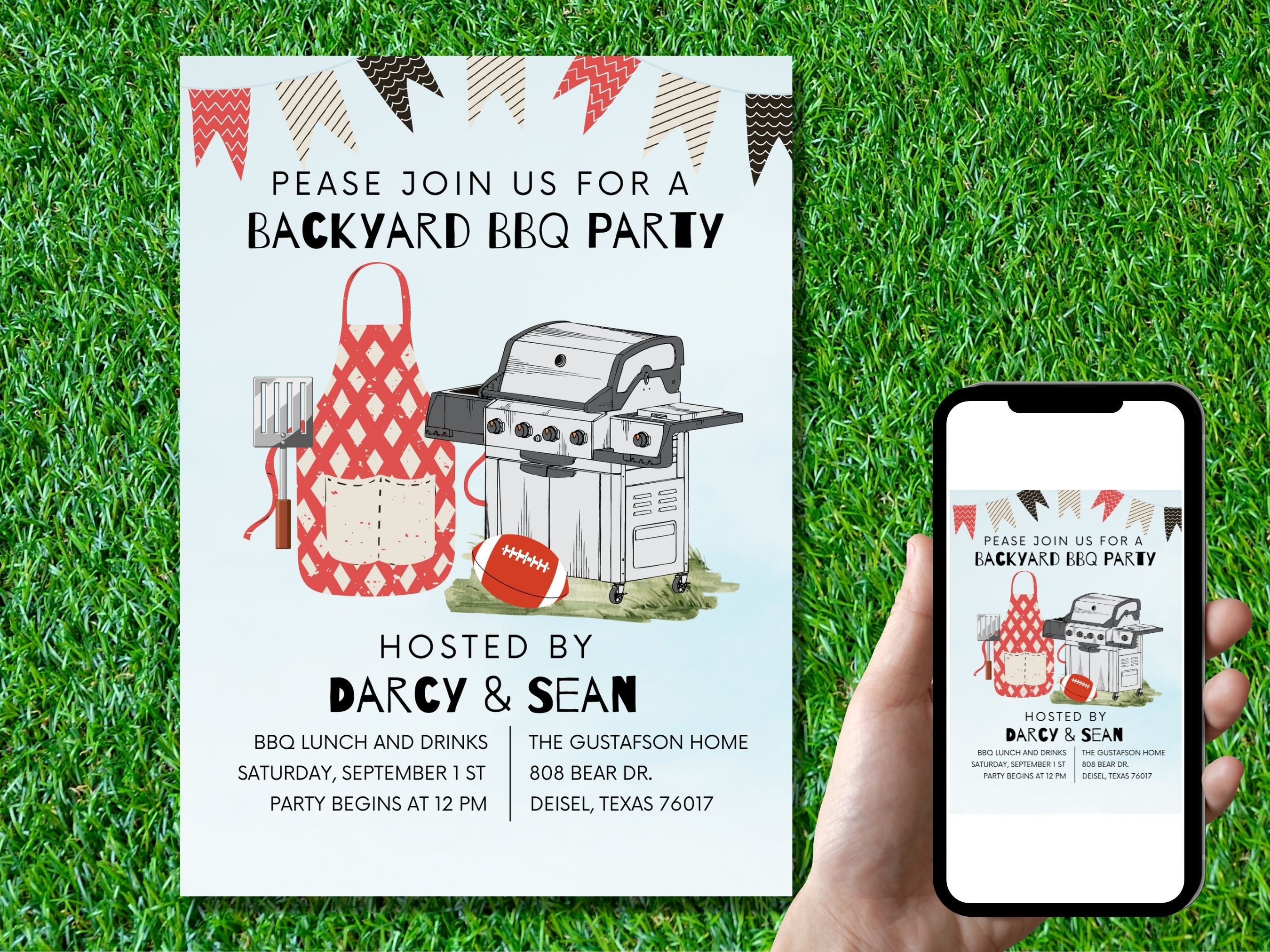 EDITABLE Backyard BBQ Party Invitation Backyard Party Tailgate Party ...