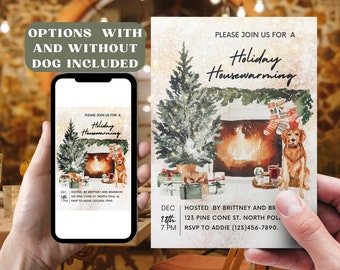 EDITABLE Holiday Dog Invitation Christmas Dog Party Invite Dog Holiday ...